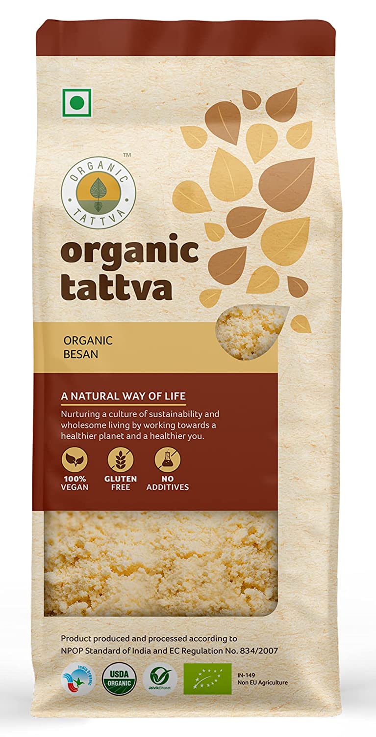 ORGANIC TATTAVA Organic Besan (Gram Flour), 800g - Organic, Vegan, Glu